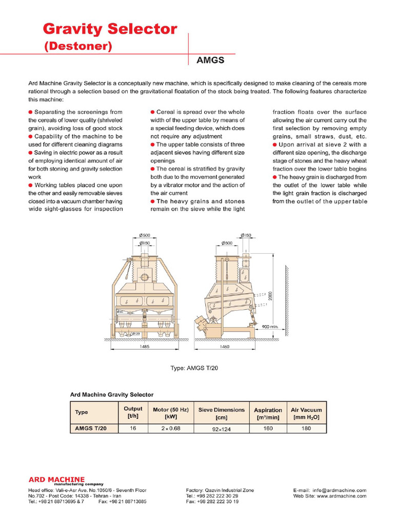 Destoner Gravity - Selector | PDF