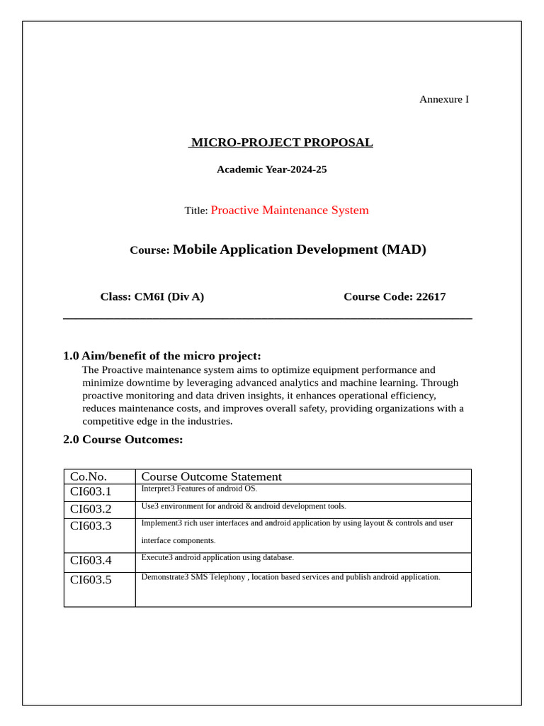 Proactive Maintenance System Proposal | PDF | Android (Operating System ...