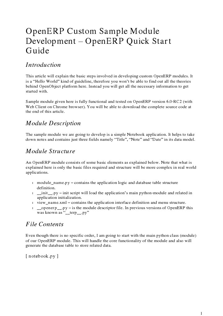 Openerp Custom Sample Module Development - Openerp Quick Start Guide | PDF | Web Browser | Databases