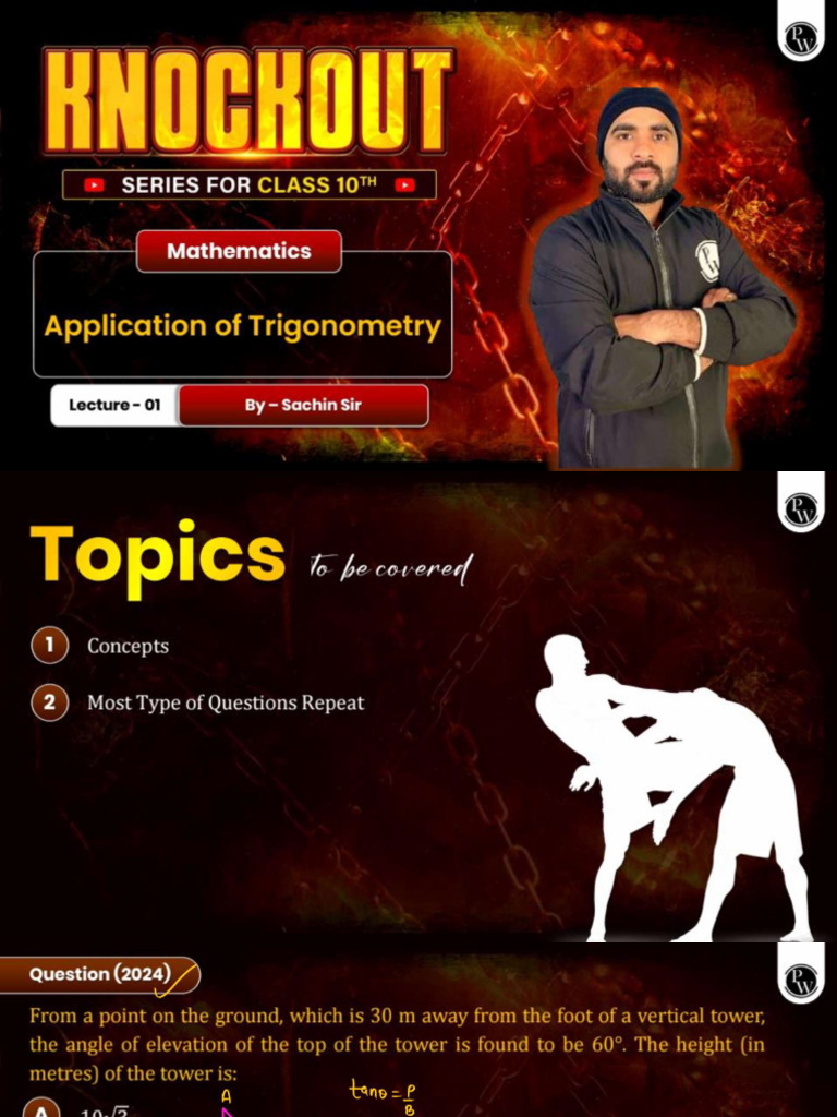 PPT-01 - Application of Trigonometry (Imp. Quest.) - Class 10th | PDF