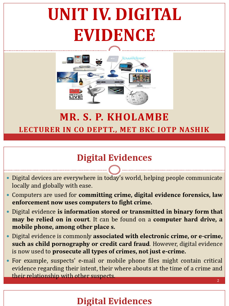 Eti Unit IV Digital Evidence | PDF | Digital Forensics | Crime Scene
