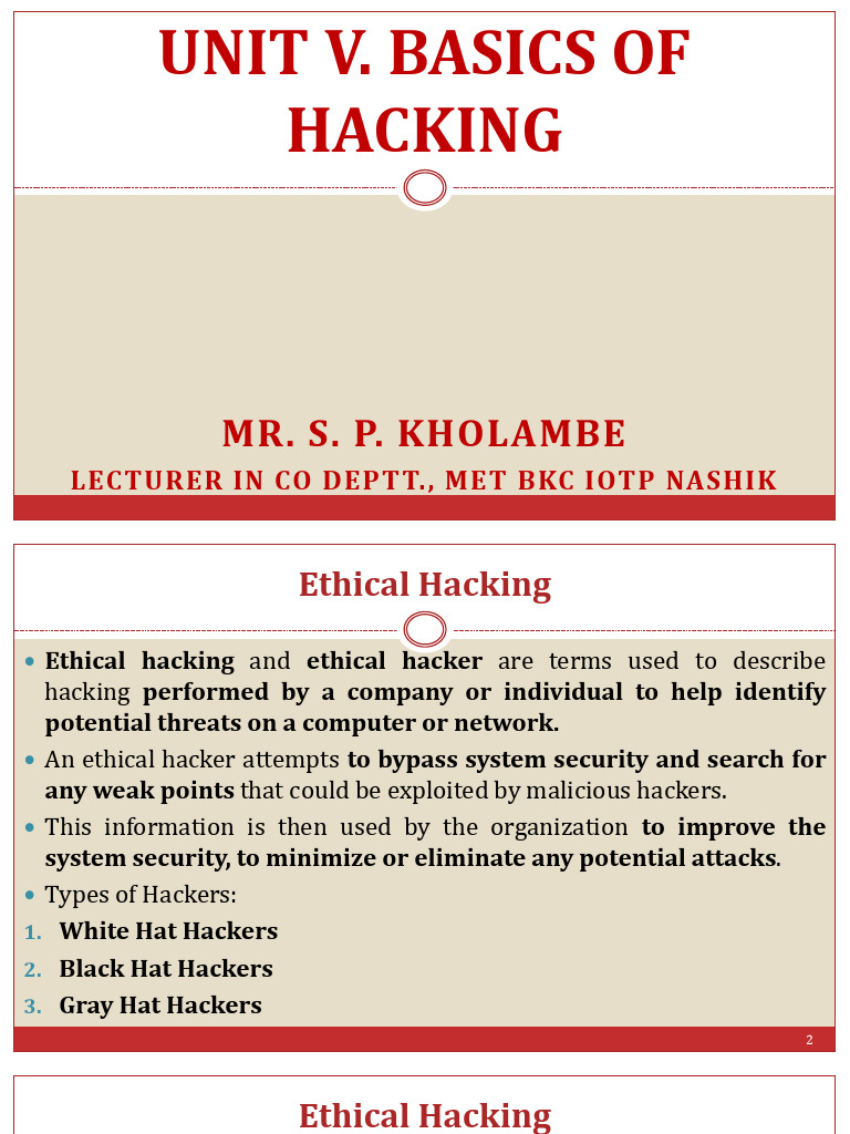 Eti Unit v Basics of Hacking | PDF | Security Hacker | Security