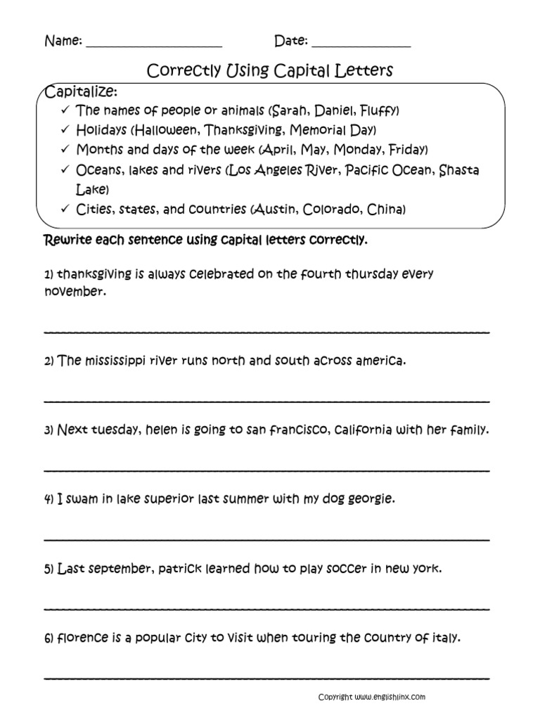 Capitalization 5 Worksheet | PDF