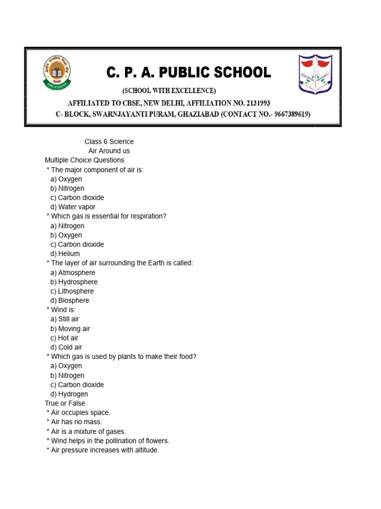 Worksheet of Science Class 6 .Docx | PDF
