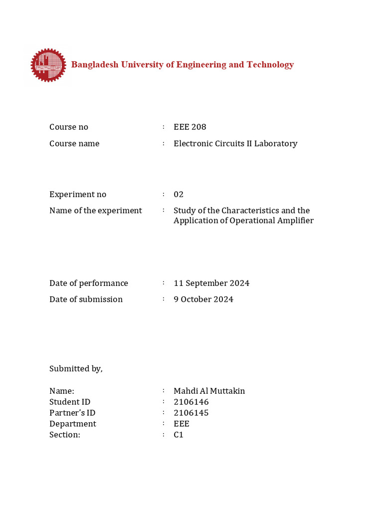lab report -1 | PDF | Operational Amplifier | Amplifier