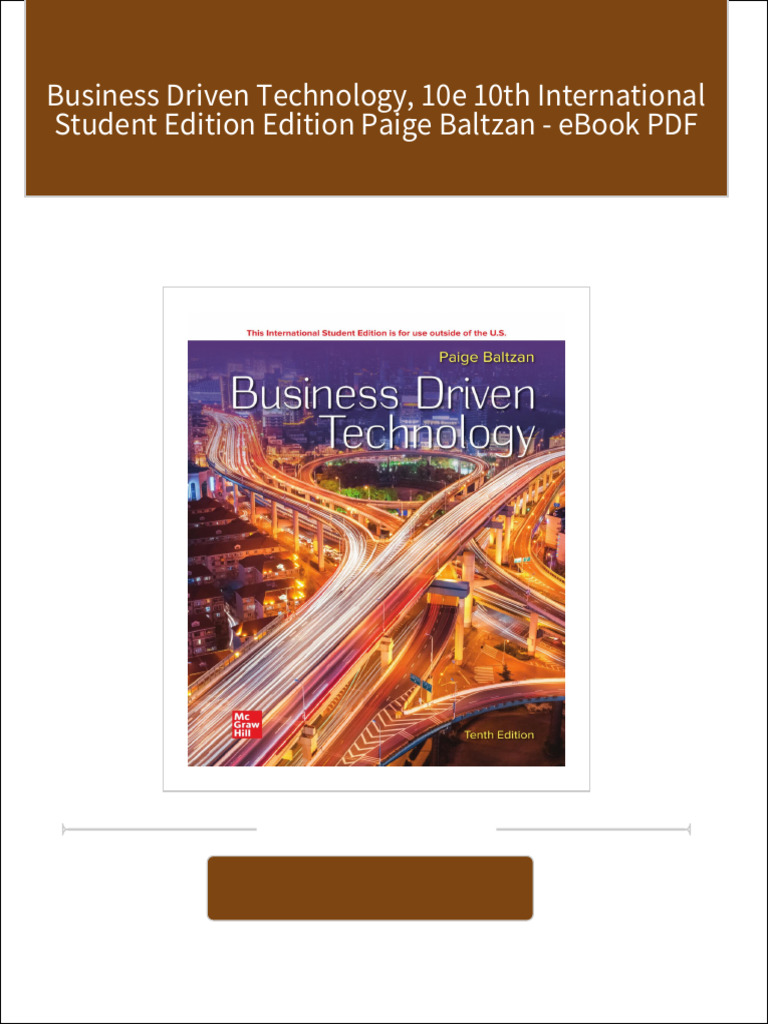 Business Driven Technology, 10E 10Th International Student Edition Edition Paige Baltzan - Ebook ...