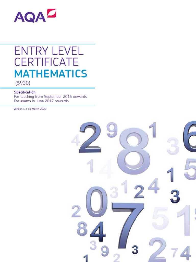 AQA ELC Mathematics 5930 Guide | PDF | Shape | Multiplication