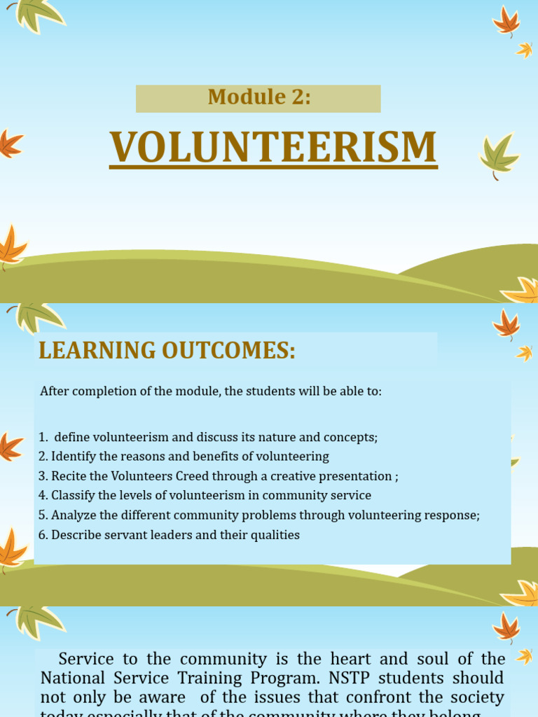 Module 2 Volunteerism | PDF | Volunteering | Incentive