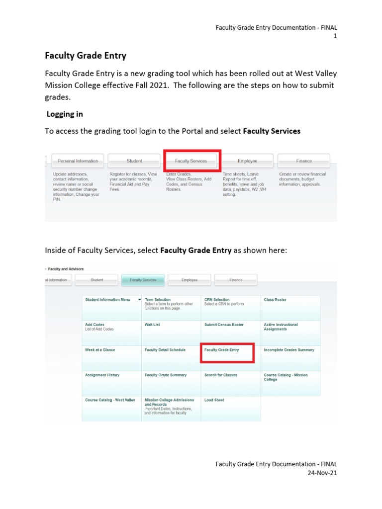 Faculty Grade Entry | PDF