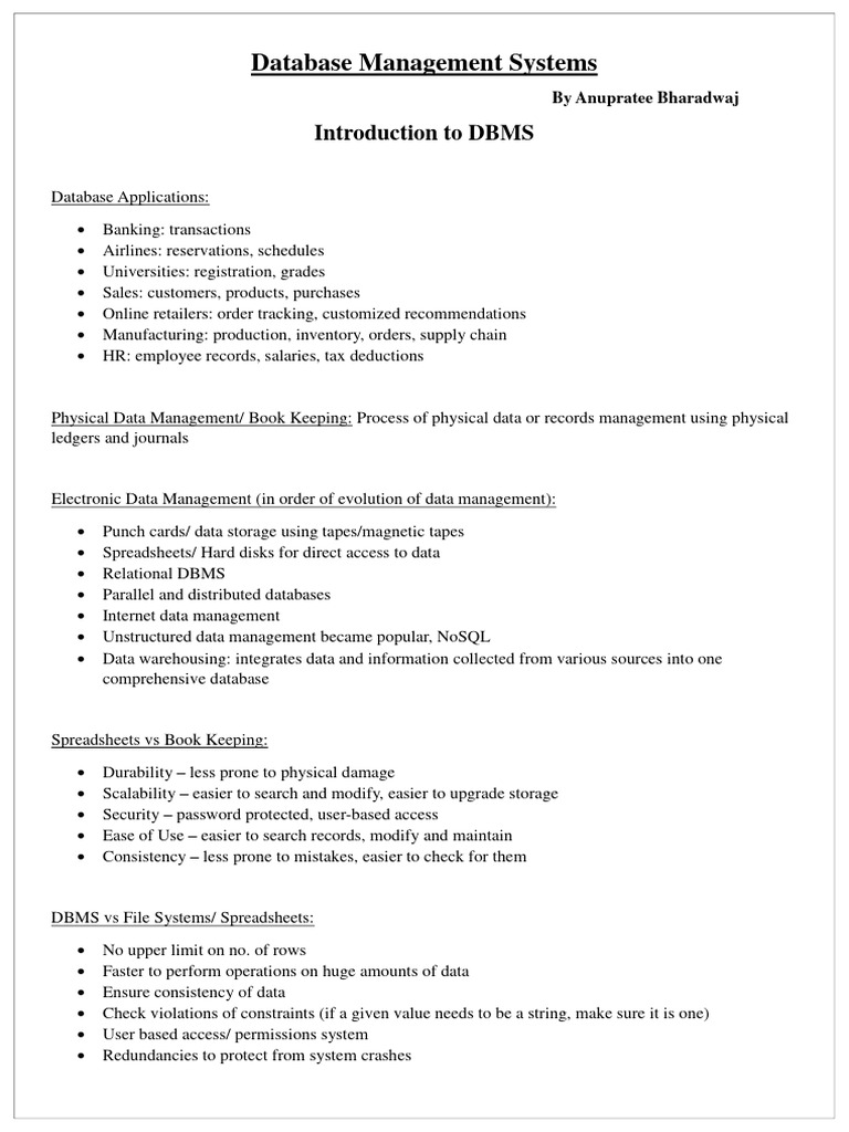 Database Management Systems All Weeks | PDF | Databases | Relational Model