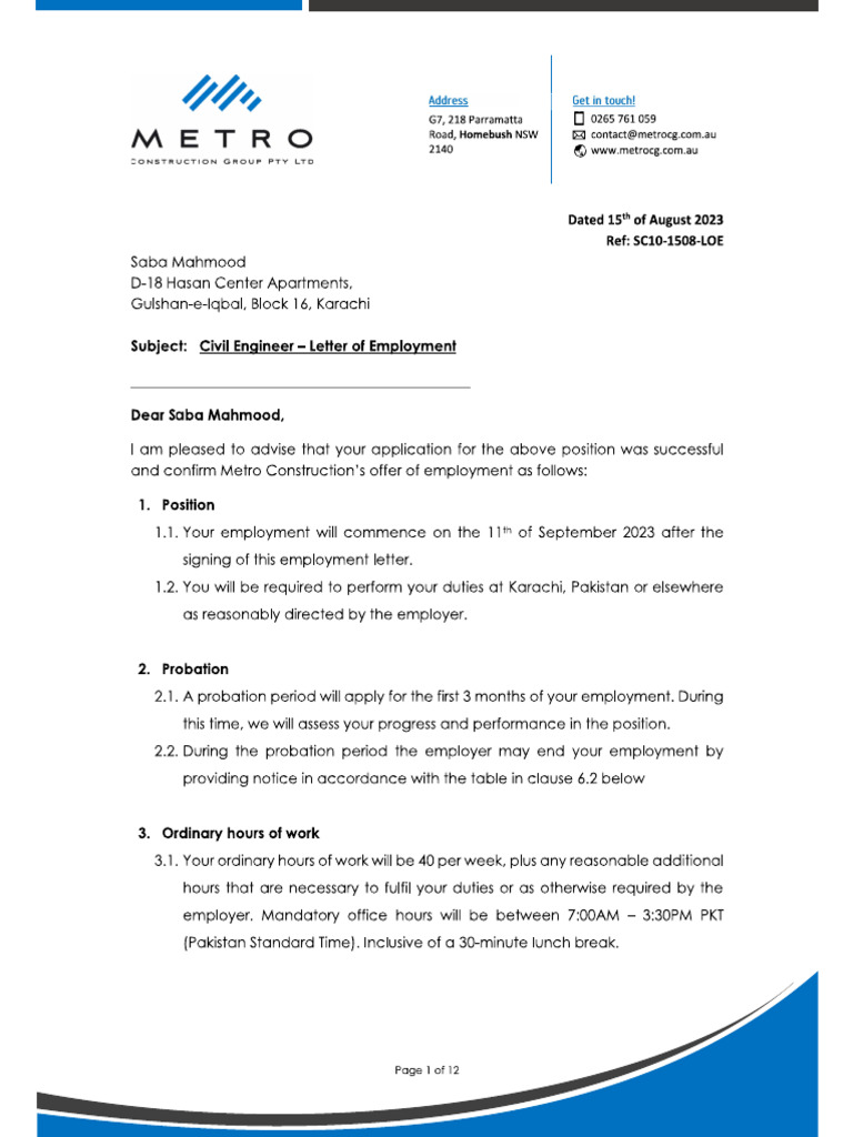 Employment Letter | PDF