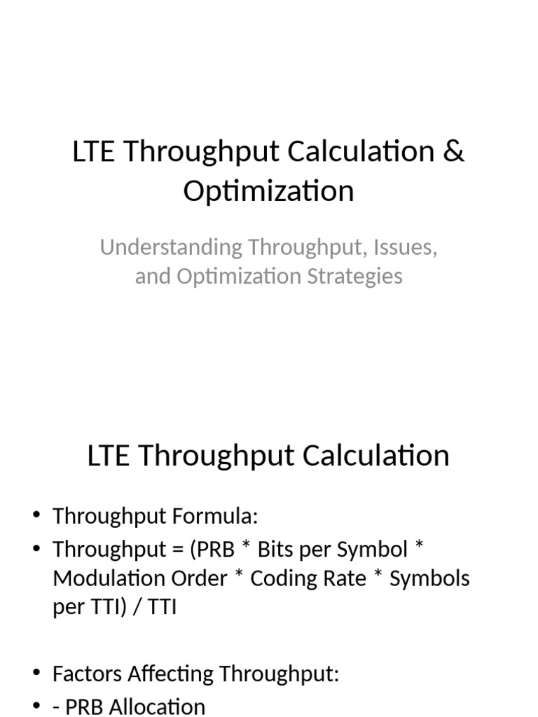 Lte Throughput Optimization Pdf