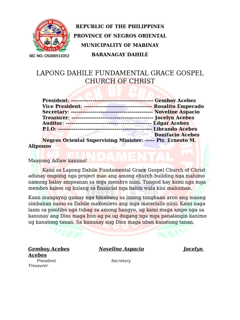 Lapong Dahile Solicitation Letter | PDF