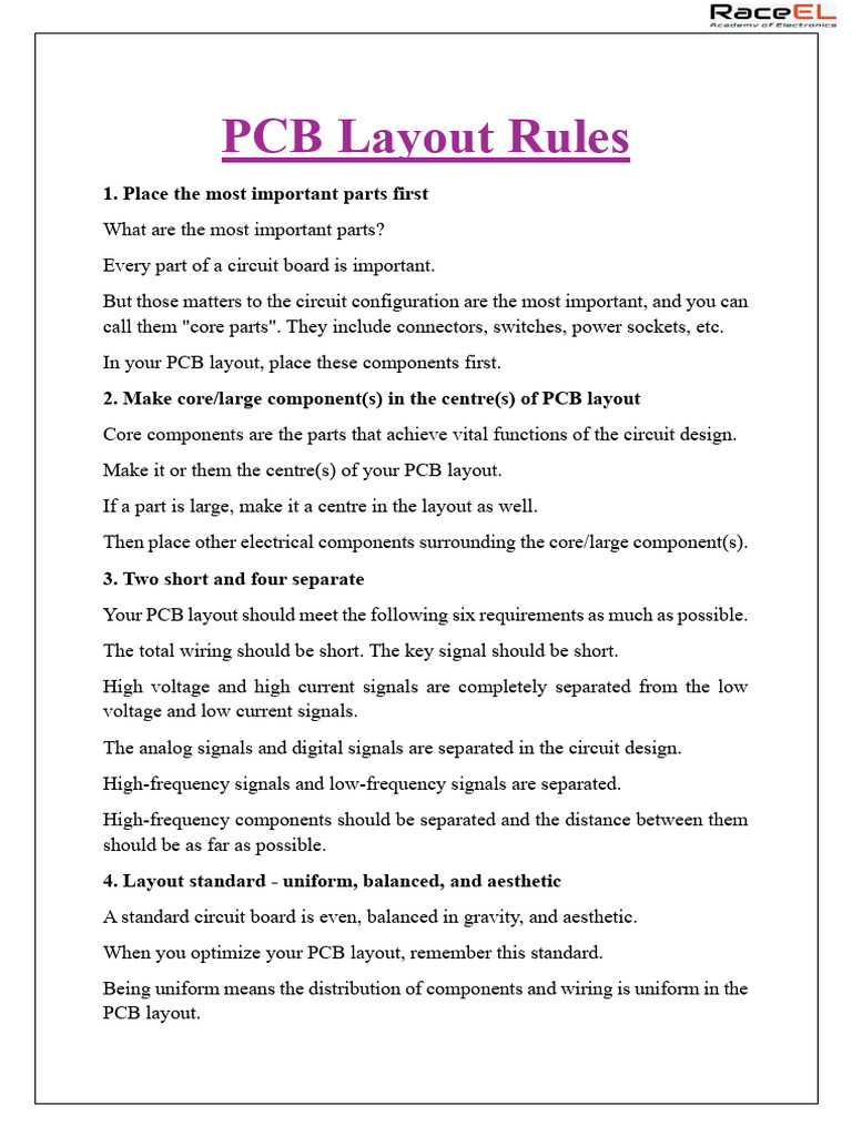 PCB Layout Rules | PDF | Printed Circuit Board | Electrical Connector
