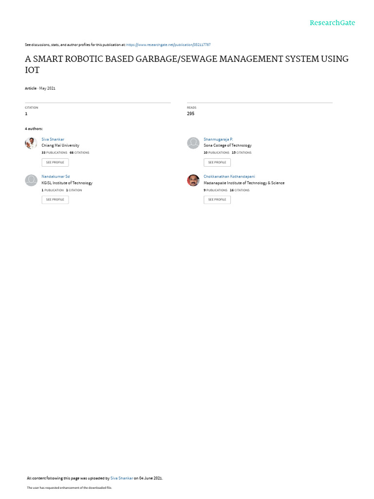 A Smart Robotic Based Garbage/Sewage Management System Using IOT | PDF ...
