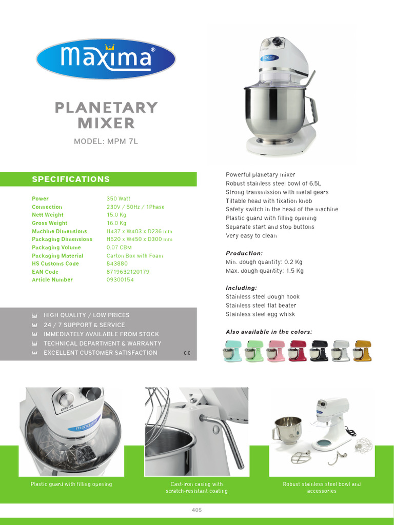 09300154bbbv Maxima Planetary Mixer MPM 7 | PDF | Secondary Sector Of ...