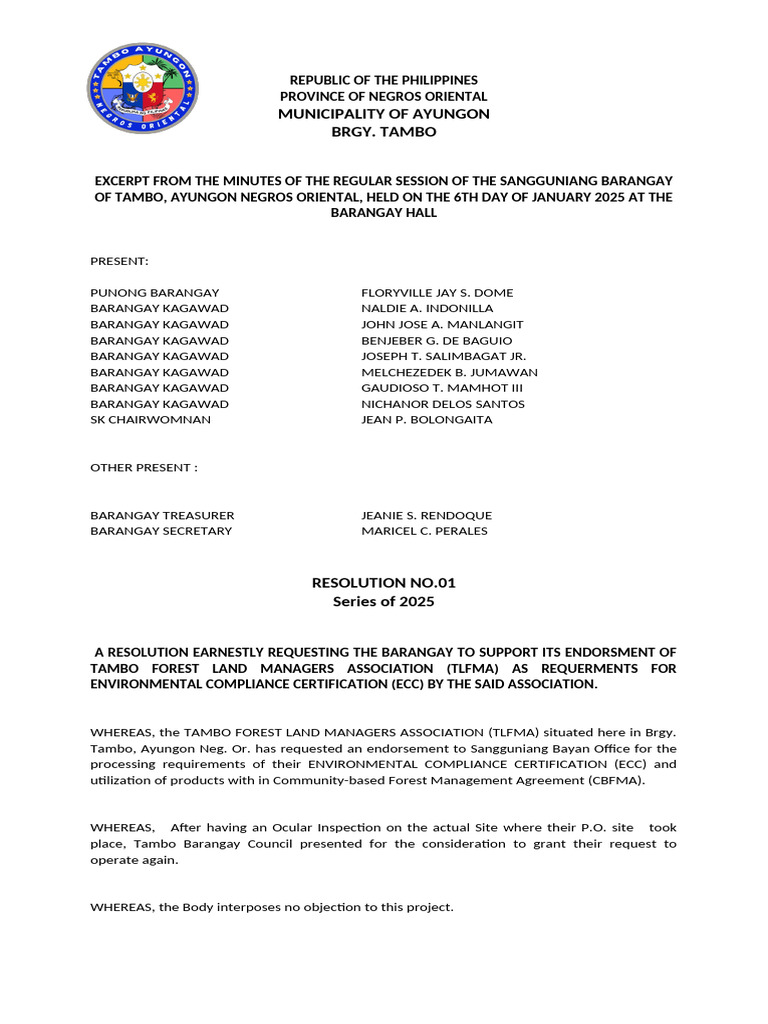 TLFMA Endorsment RESOLUTION | PDF