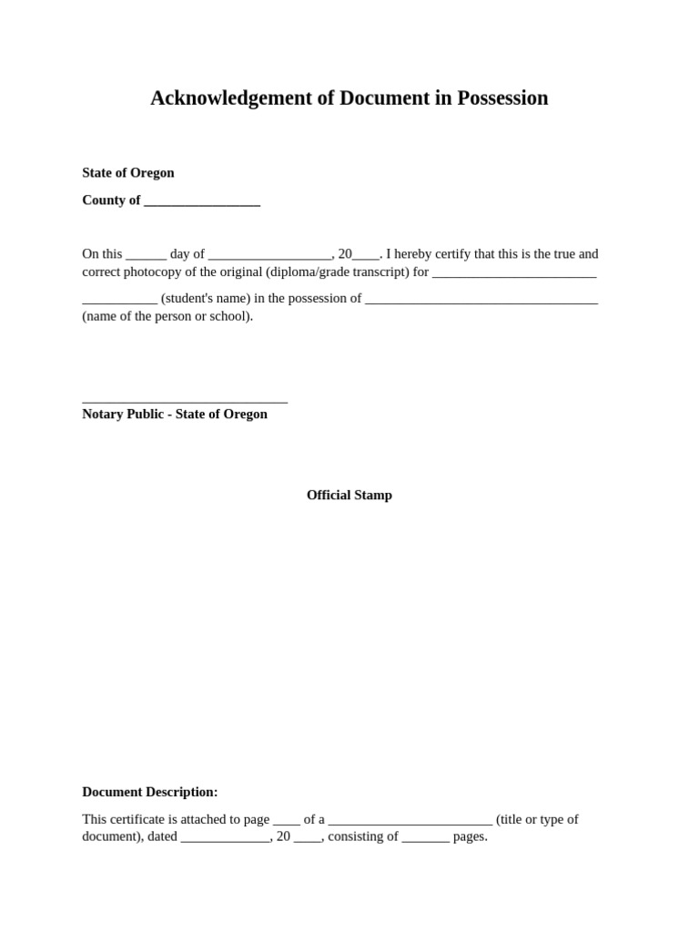 Photocopy of Document in Possession-Notary Certificate | PDF