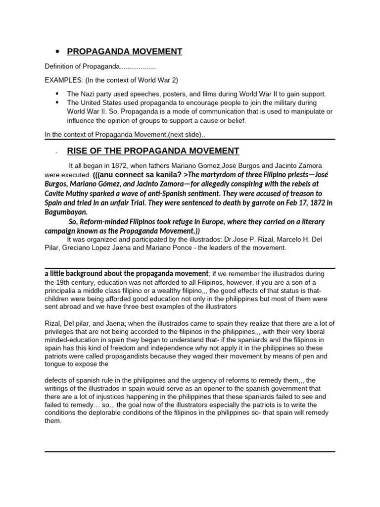 Overview of the Propaganda Movement | PDF | Spanish East Indies ...
