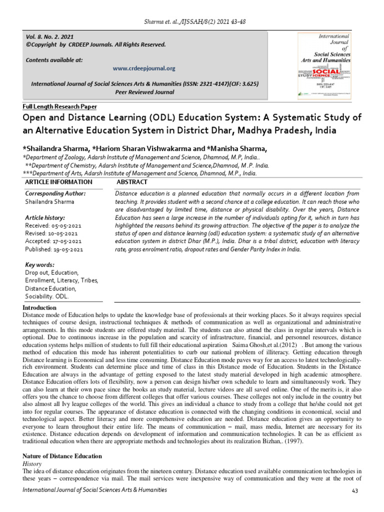 research paper odl shailendra | PDF | Distance Education | Learning