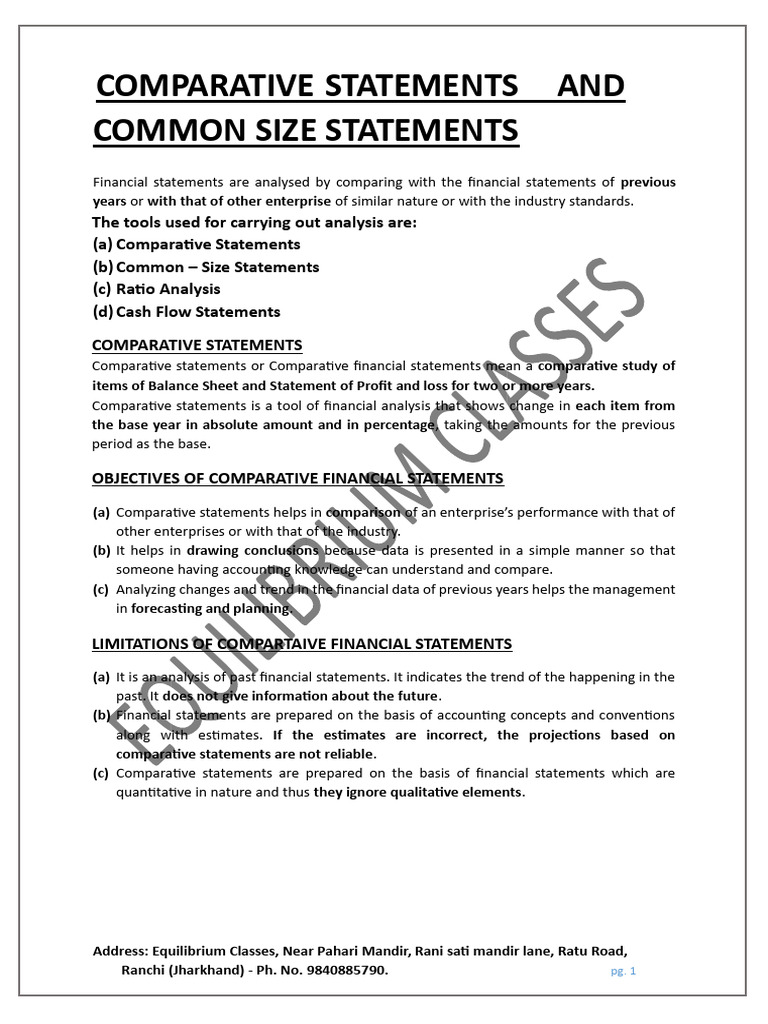Comparative Financial Statements Guide | PDF | Income Statement ...