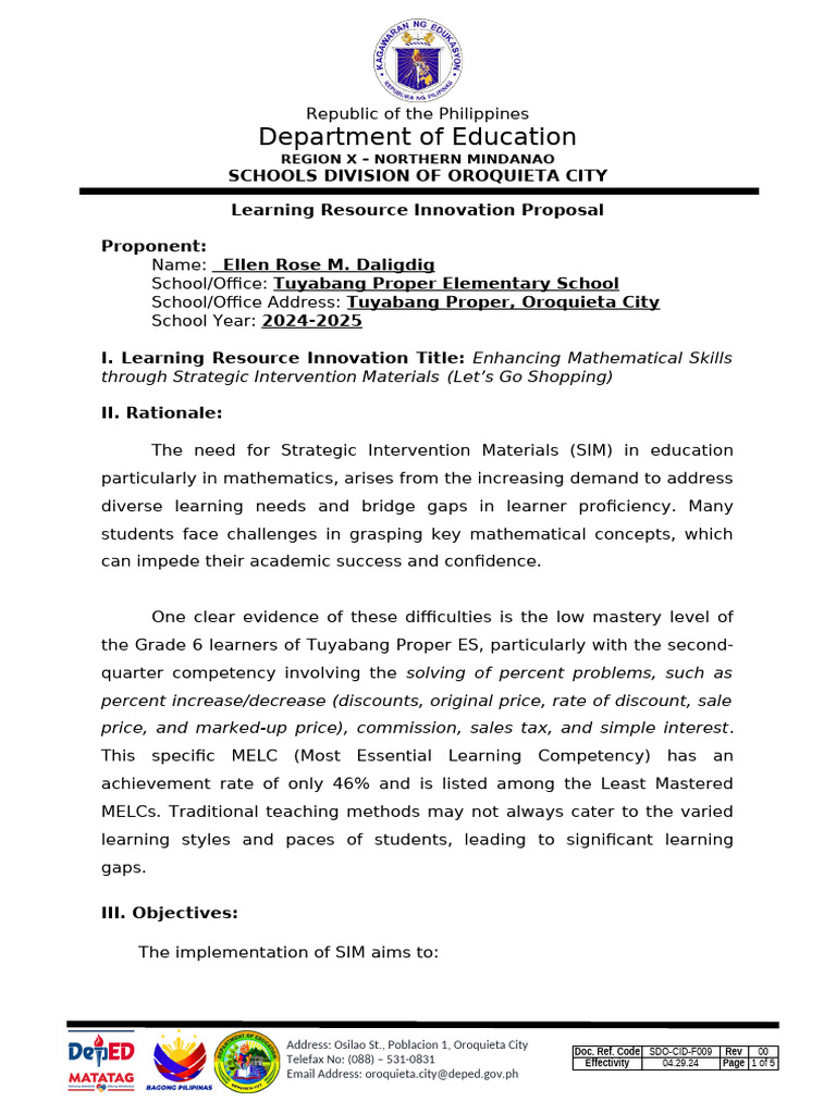 Math Skills Enhancement Proposal | PDF | Learning | Mathematics