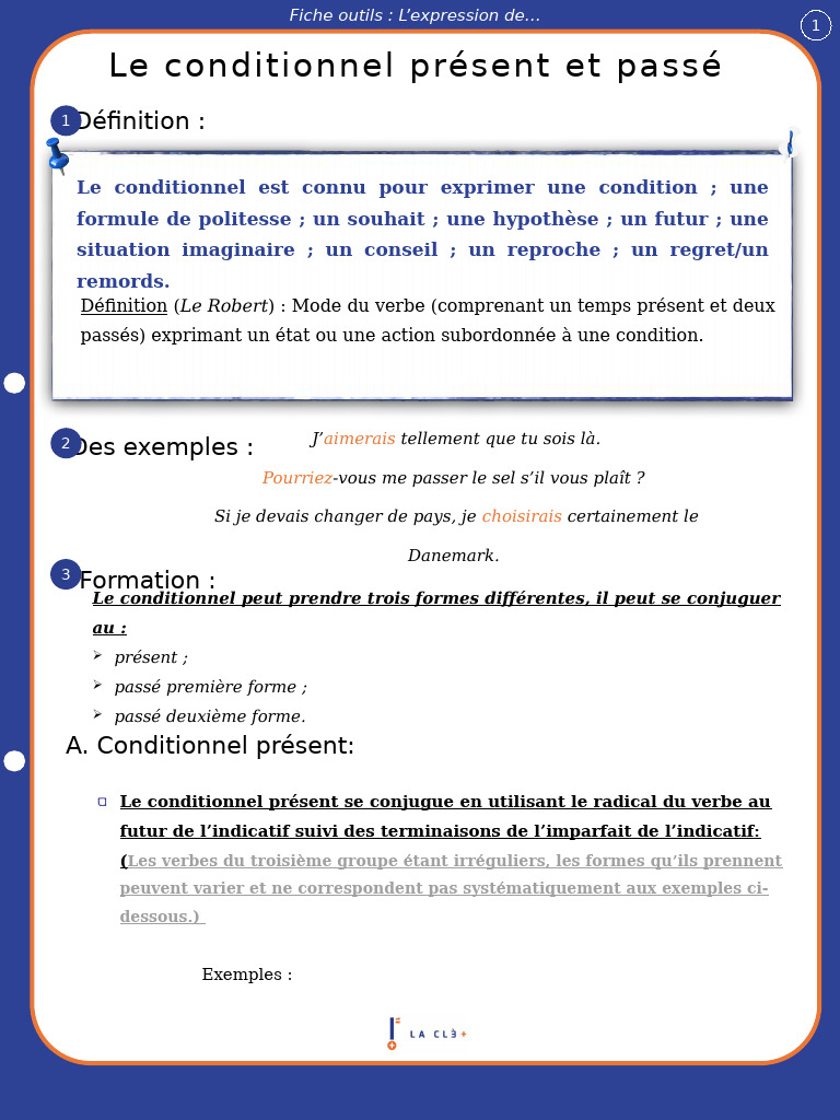 Le Conditionnel Présent Et Passé - Chao - V1 | PDF | Verbe | Grammaire
