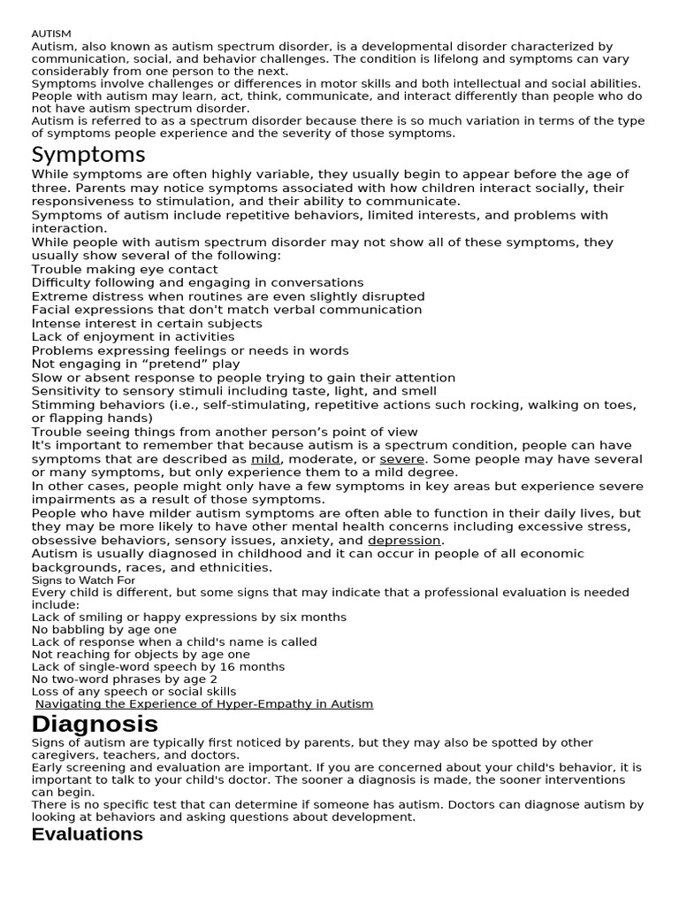 AUTISM | PDF | Autism | Asperger Syndrome