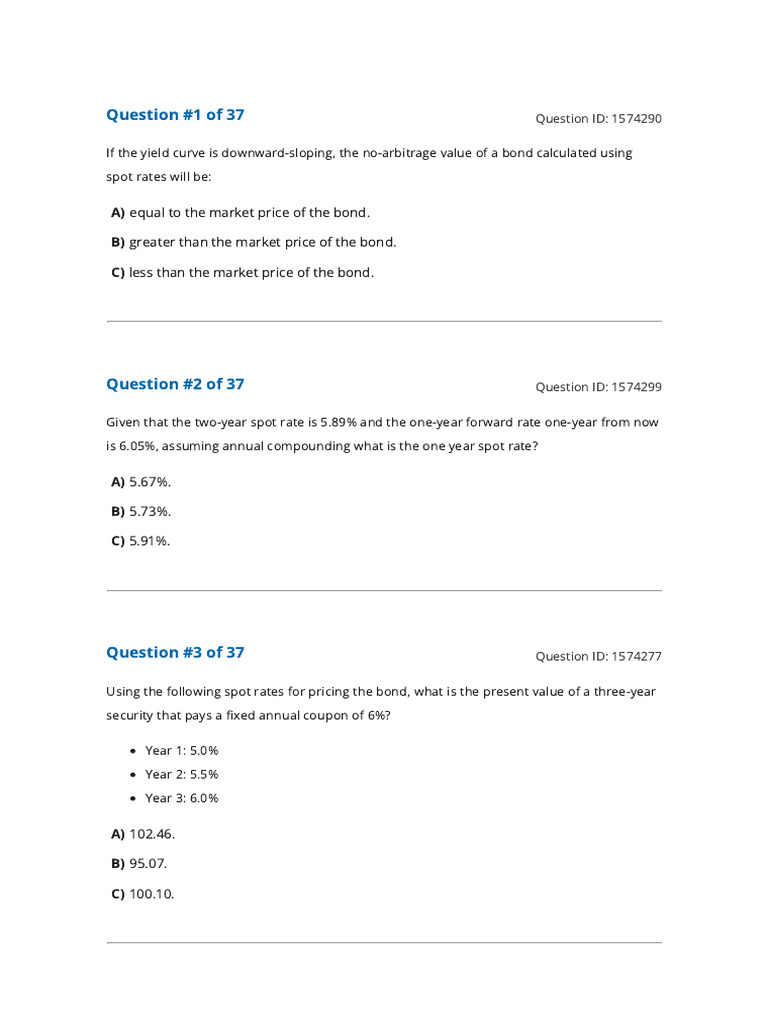 Reading 57 The Term Structure of Interest Rates - Spot, Par, and ...