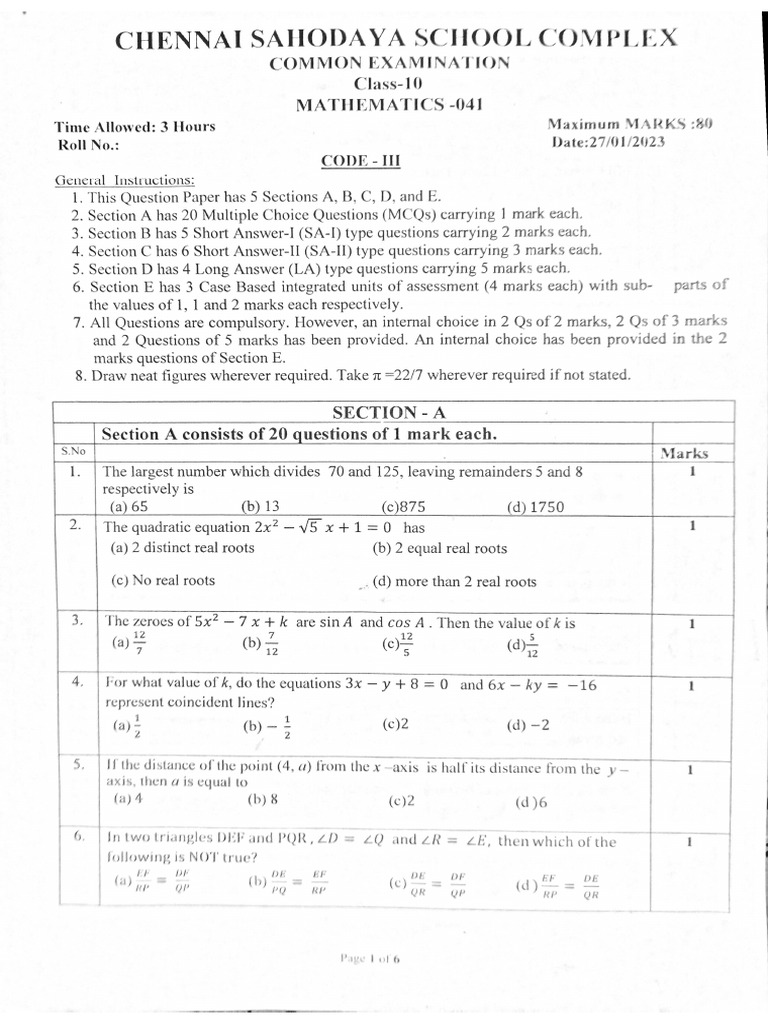 Sahodaya School Clusters Revision Code 3 | PDF