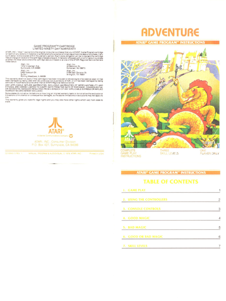 Adventure 1980 Atari A | PDF