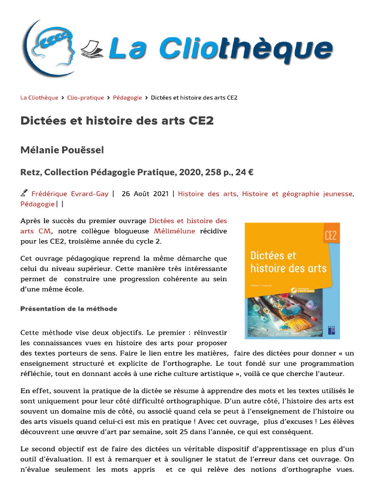 Dictees Et Histoire Des Arts Ce2 C49d4f1d0def | PDF
