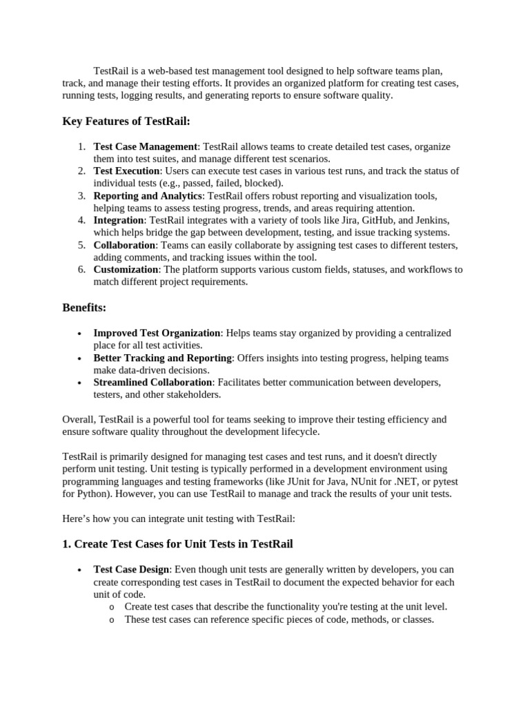 TestRail is a web | PDF | Unit Testing | Databases