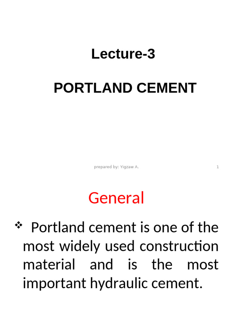 Lecture 3 Manufacture of Portland Cement | PDF | Cement | Concrete