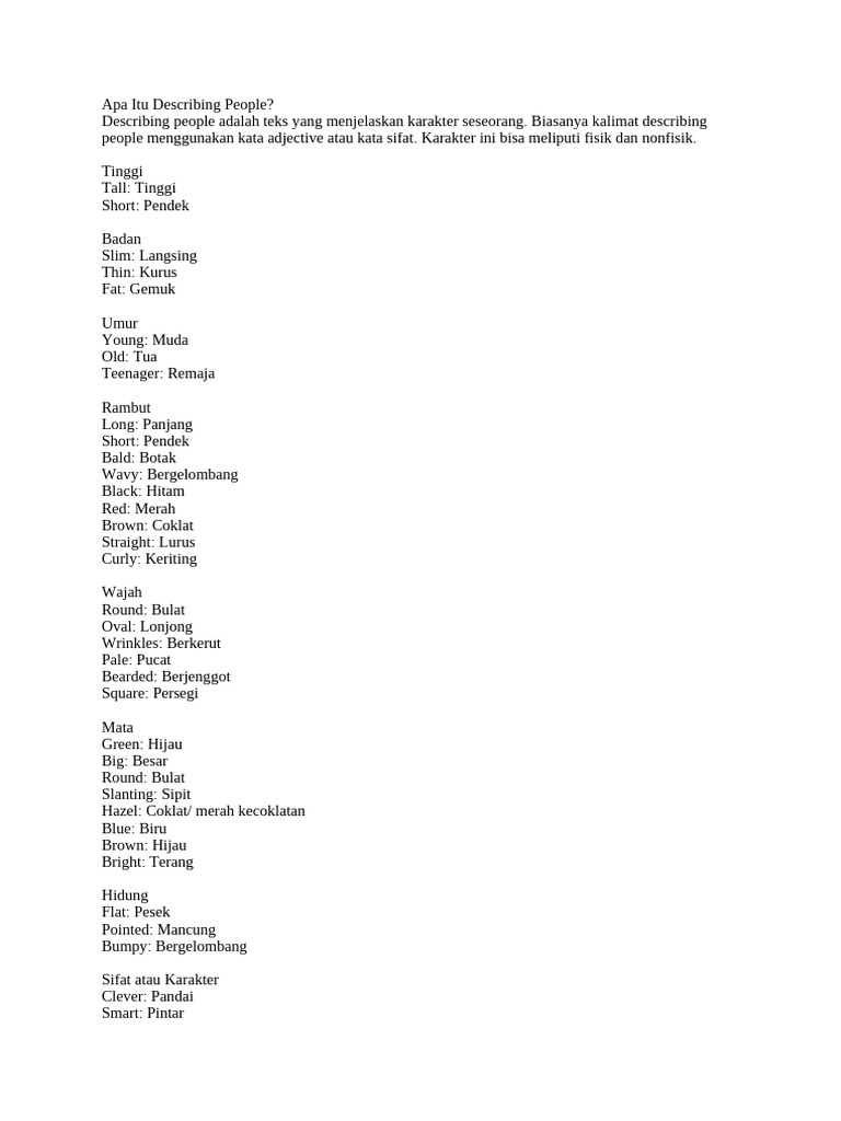 Describing People Kelas 7 | PDF