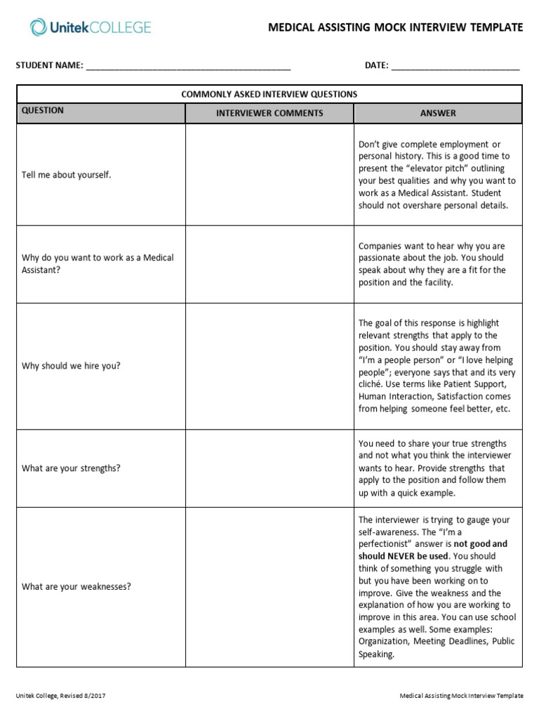 MA Mock Interview Template | PDF | Medicine