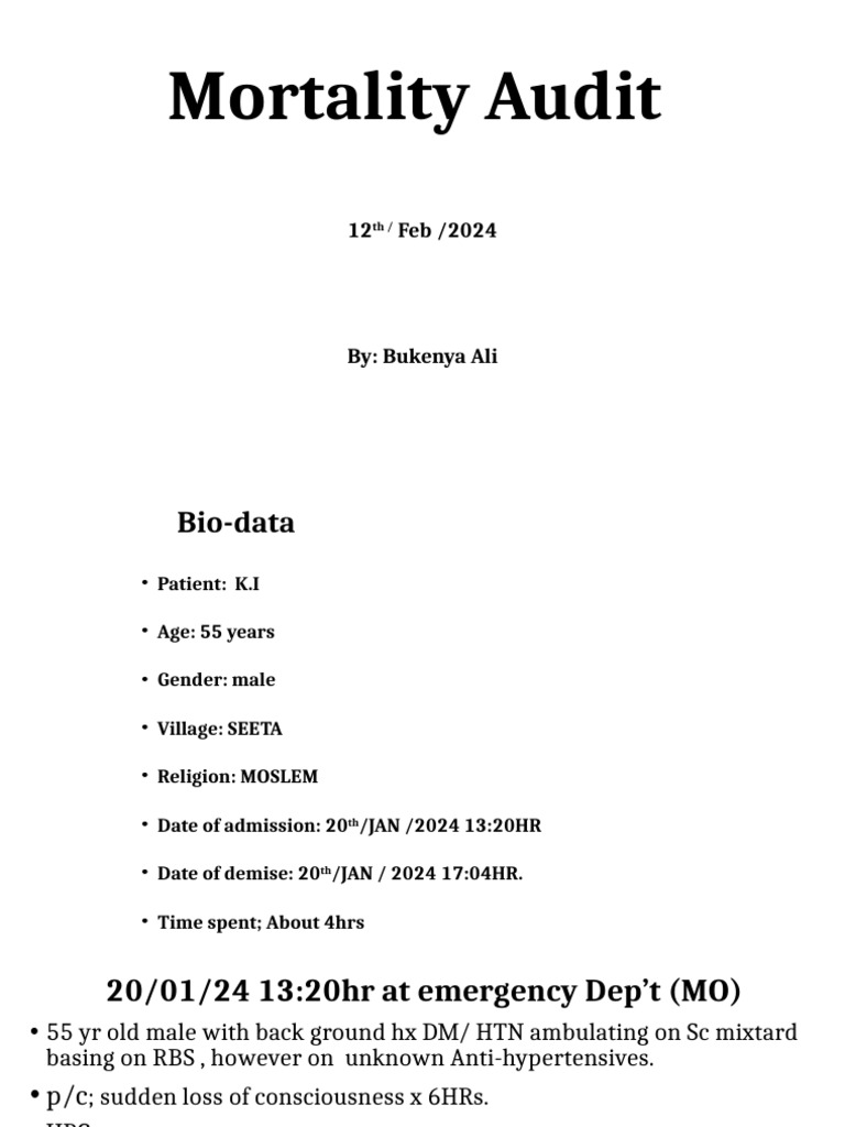 Mortality Audit for Medical Review | PDF | Medical Specialties ...