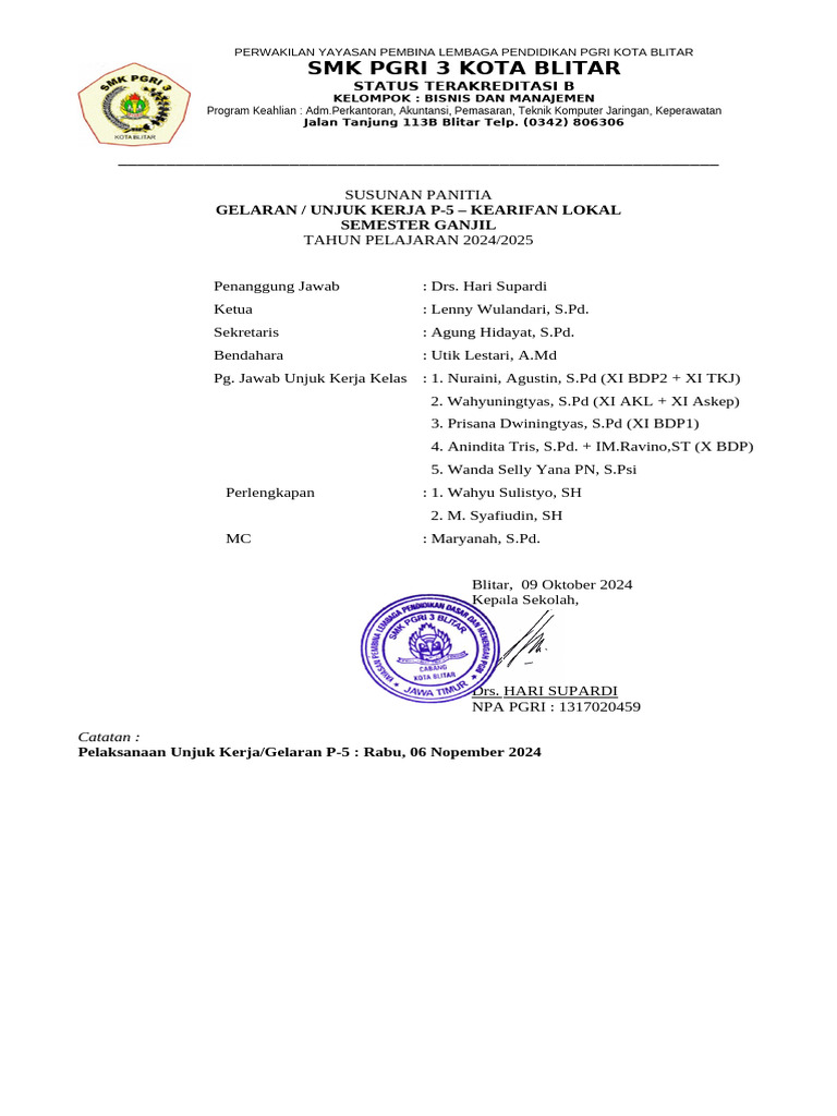 Panitia Gelaran P-5 2024 - 2025-GS-1 | PDF