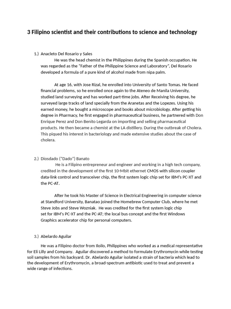 Filipino Scientists and Their Innovations | PDF