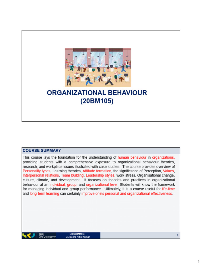 Unit I Pdf Organizational Behavior Leadership