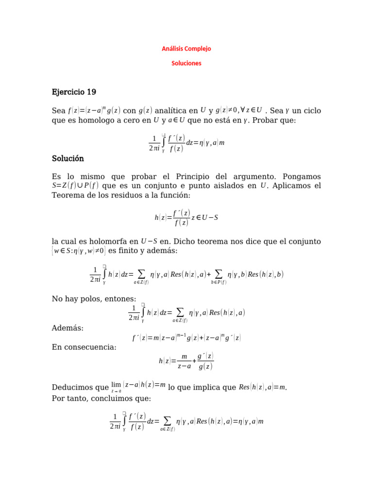 Análisis Complejo : Ejercicios 2 | PDF