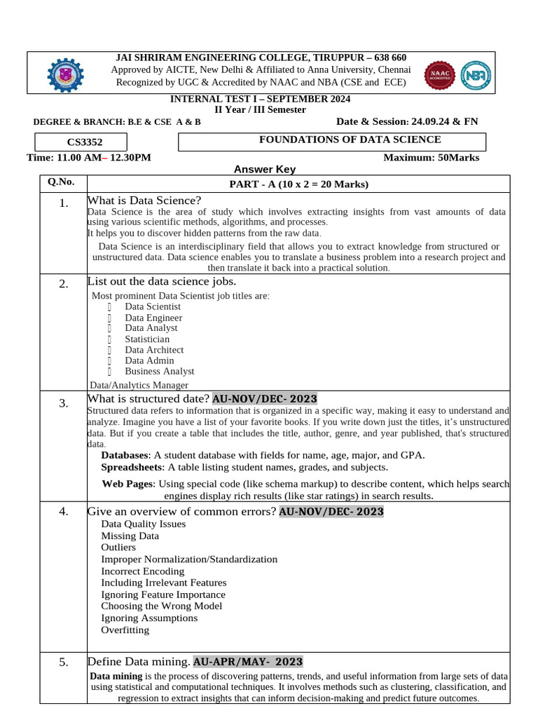 II CSE_A&B (96)DS-int 1 QP ANS-set1 - Copy | PDF | Information Technology | Information Science