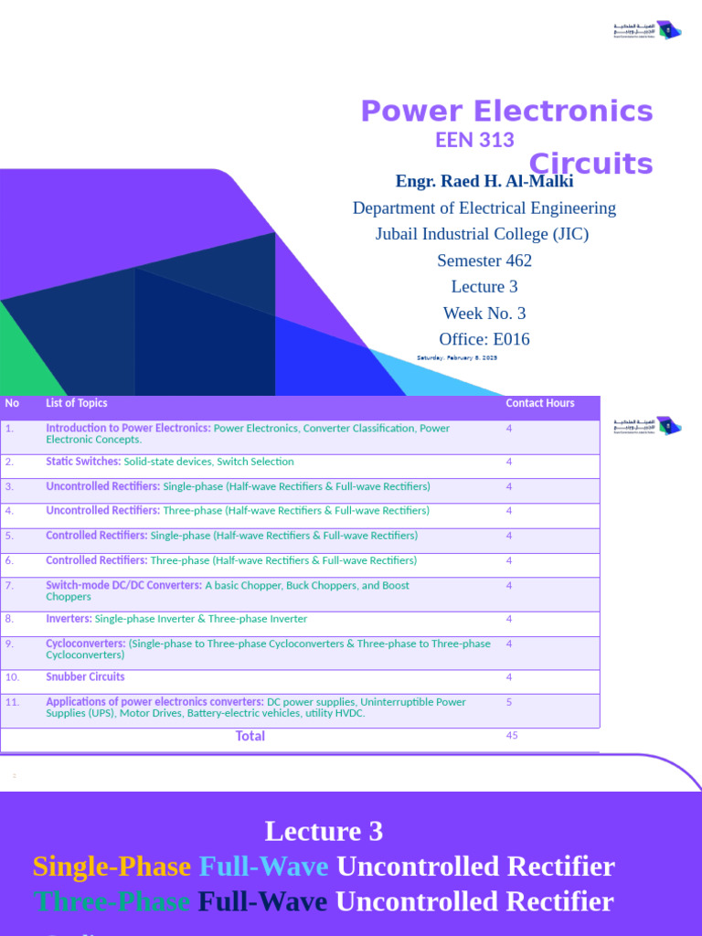 EEN 313 - Lecture 3 - 462 | PDF | Rectifier | Power Inverter