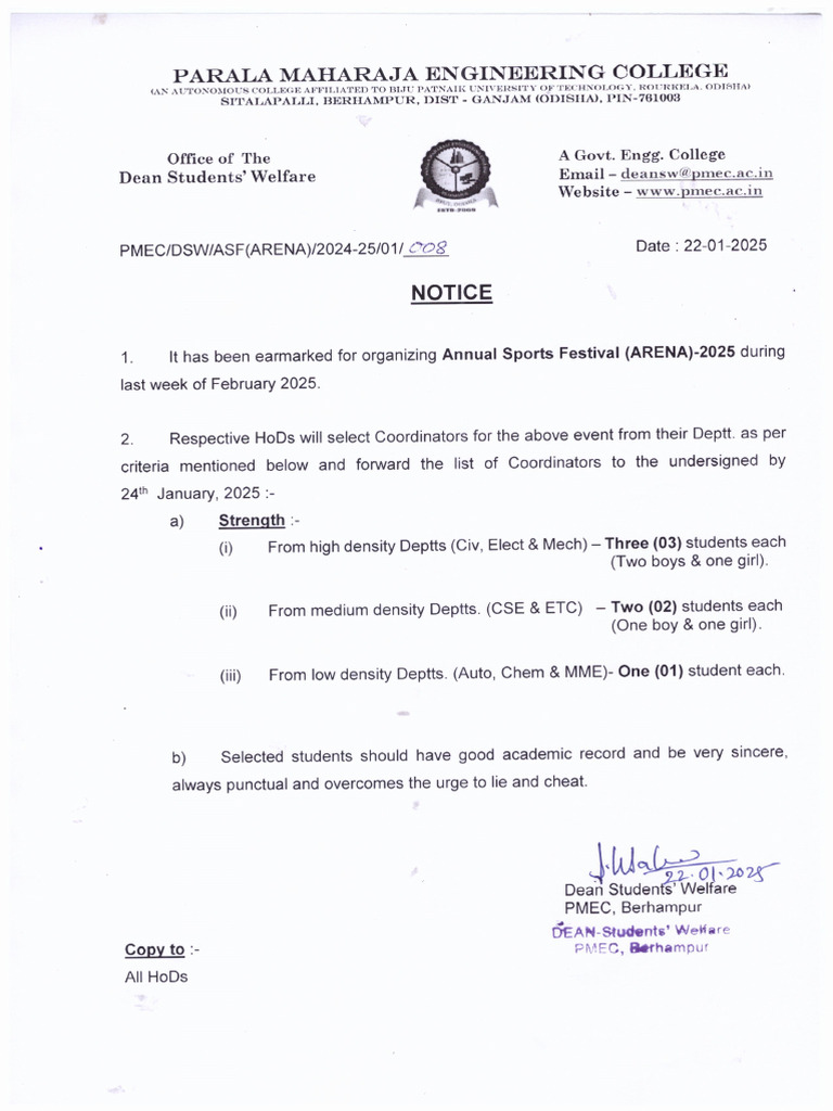 Annual Sports Fest (ARENA) - 2025 | PDF