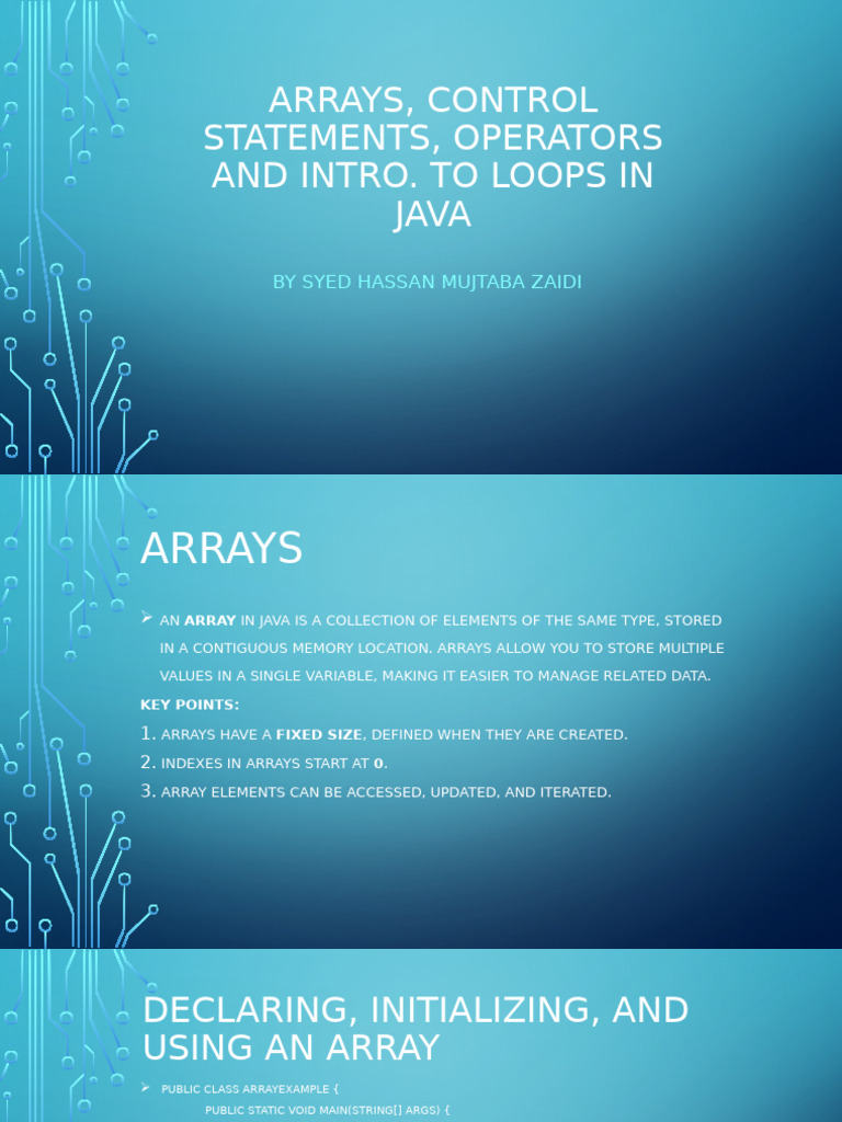 Arrays, Opp, Statements and Loops | PDF | Integer (Computer Science) | Control Flow