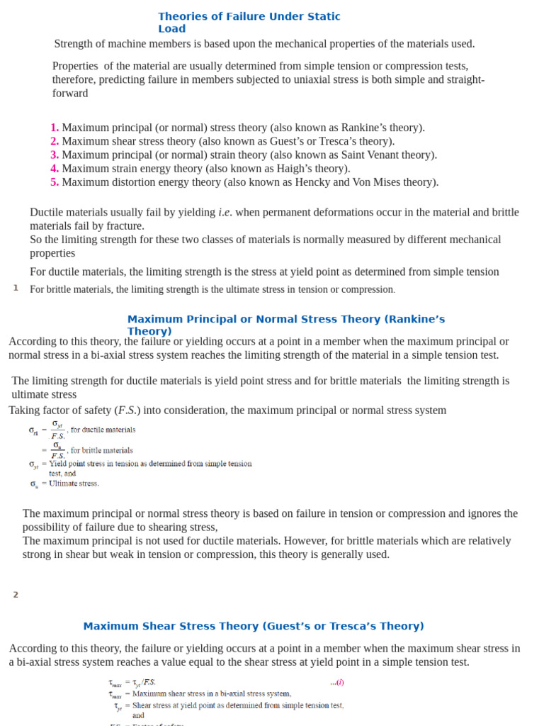 Theory of Failure | PDF | Strength Of Materials | Yield (Engineering)