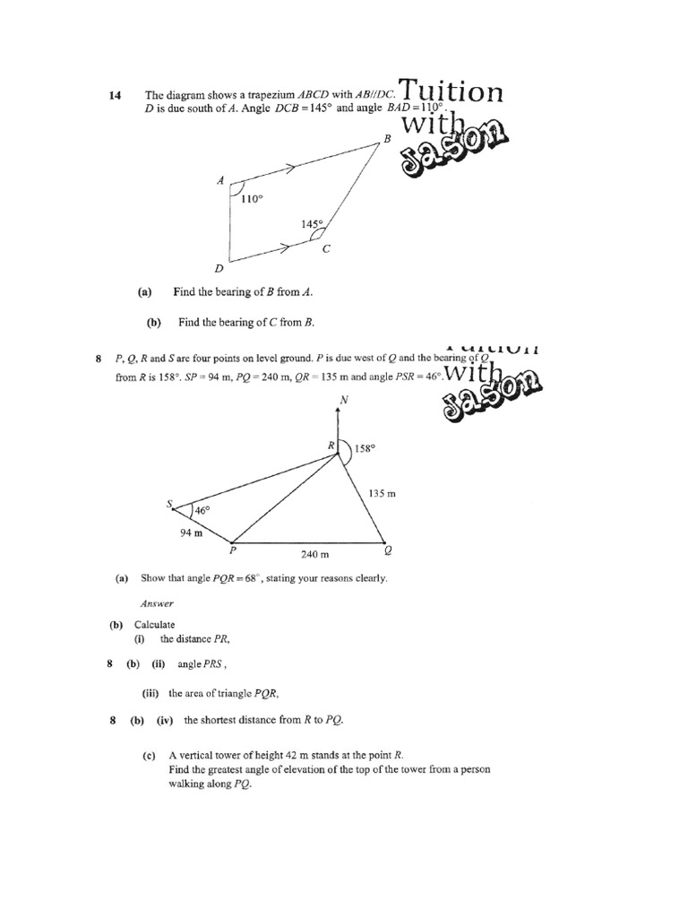 Sec 3_EMath_Trigonometry Practice Questions (2) | PDF