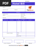 Guest House Bill Format Template | PDF