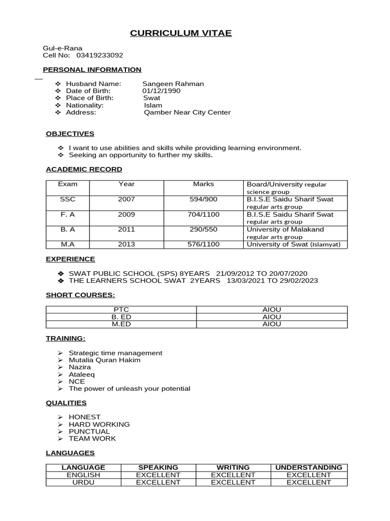 Curriculum Vitae | PDF