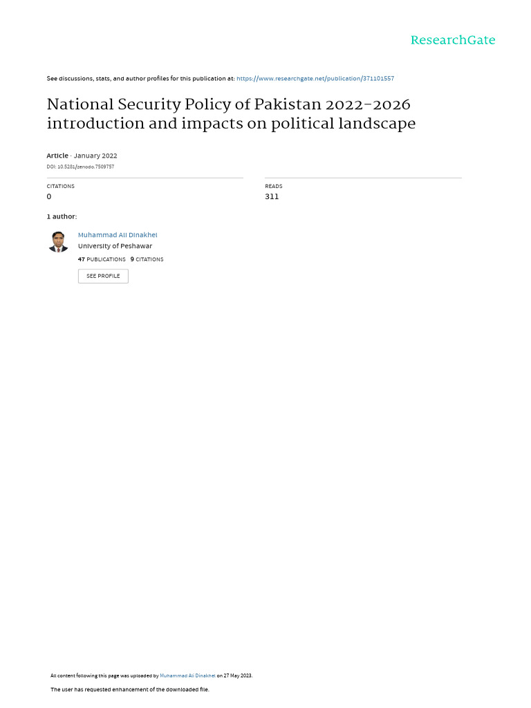Pakistan's 2022-2026 Security Policy Overview | PDF | National Security ...